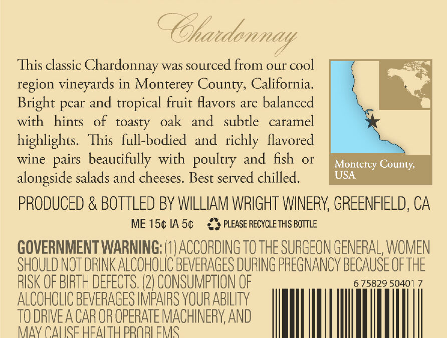 William Wright 2020 Chardonnay back label -high res | SFW Media